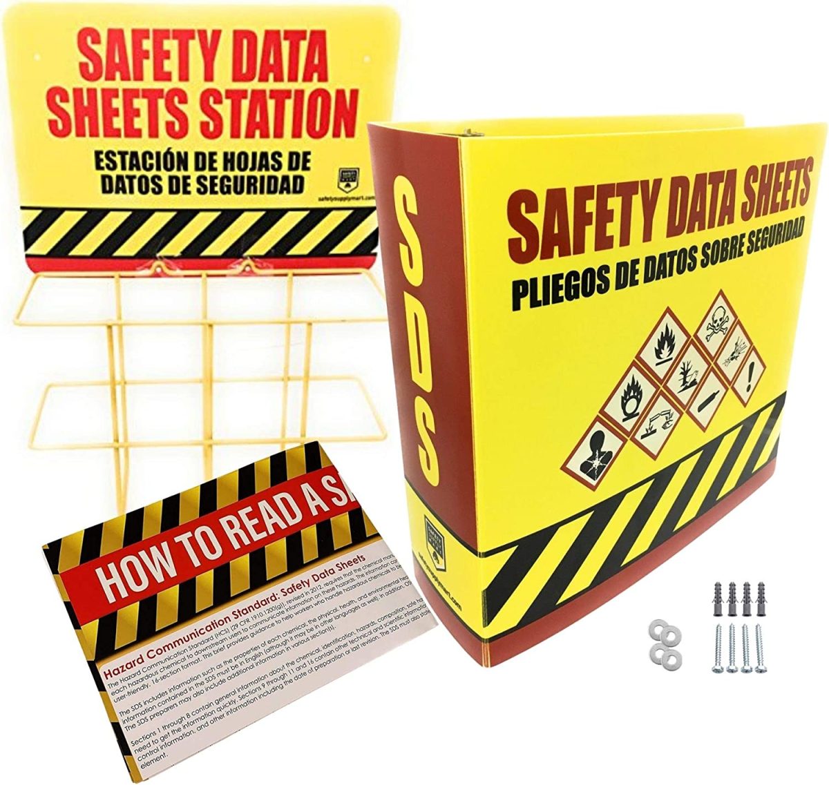SDS Binder & Holder w/How to Read A Safety Data Sheet Poster Included ...