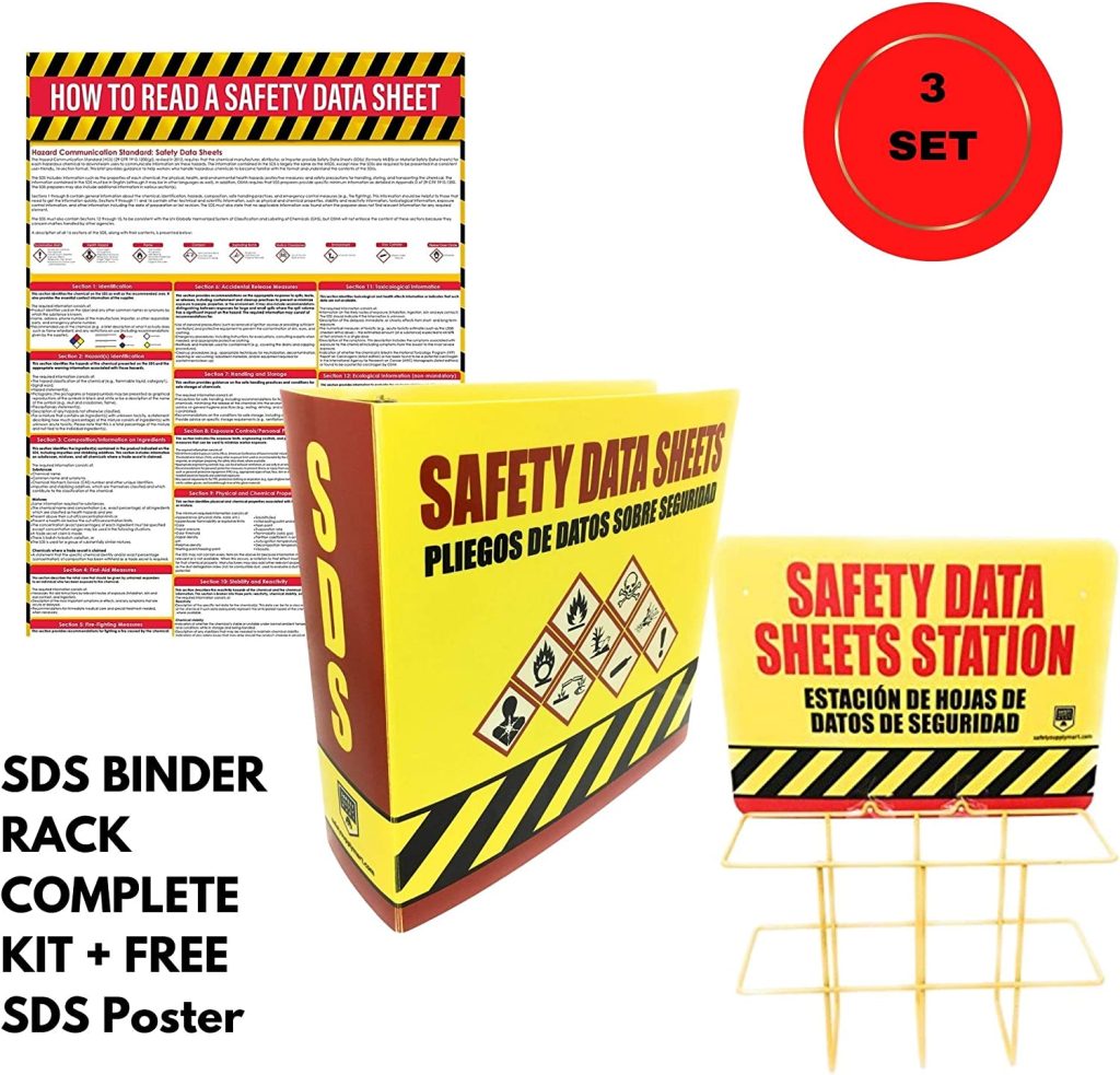 SDS Binder & Holder w/How to Read A Safety Data Sheet Poster Included ...